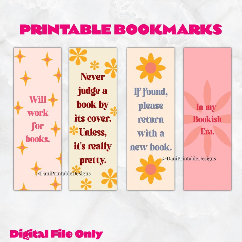 Funny Printable Bookmarks for Book Lovers, Gift for Readers, Digital ...