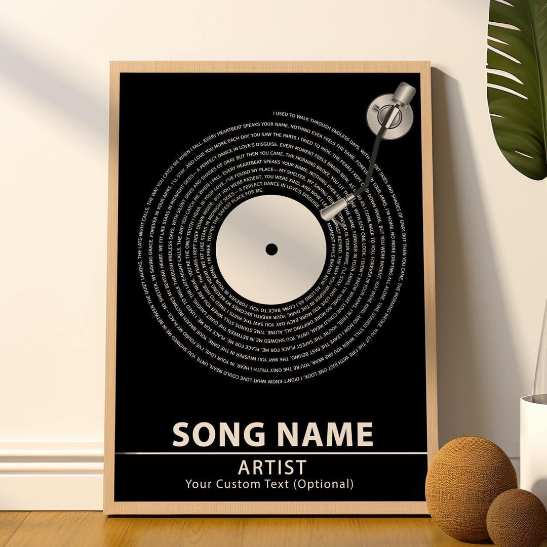 Custom Song Lyrics Wall Art - Personalized Music Lover Gift - Song ...