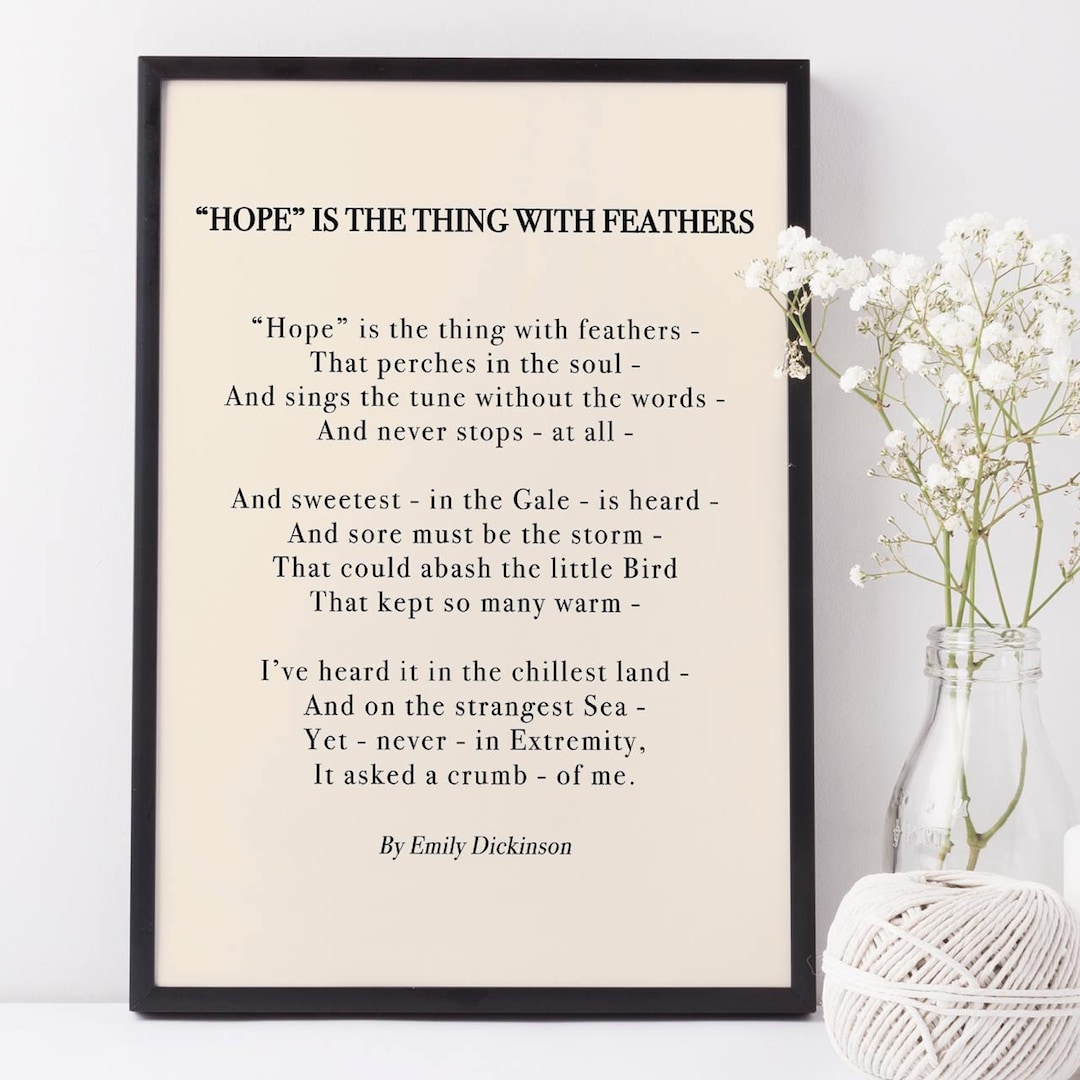 Emily Dickinson "hope is the Thing With Feathers" | Poetry Prints ...