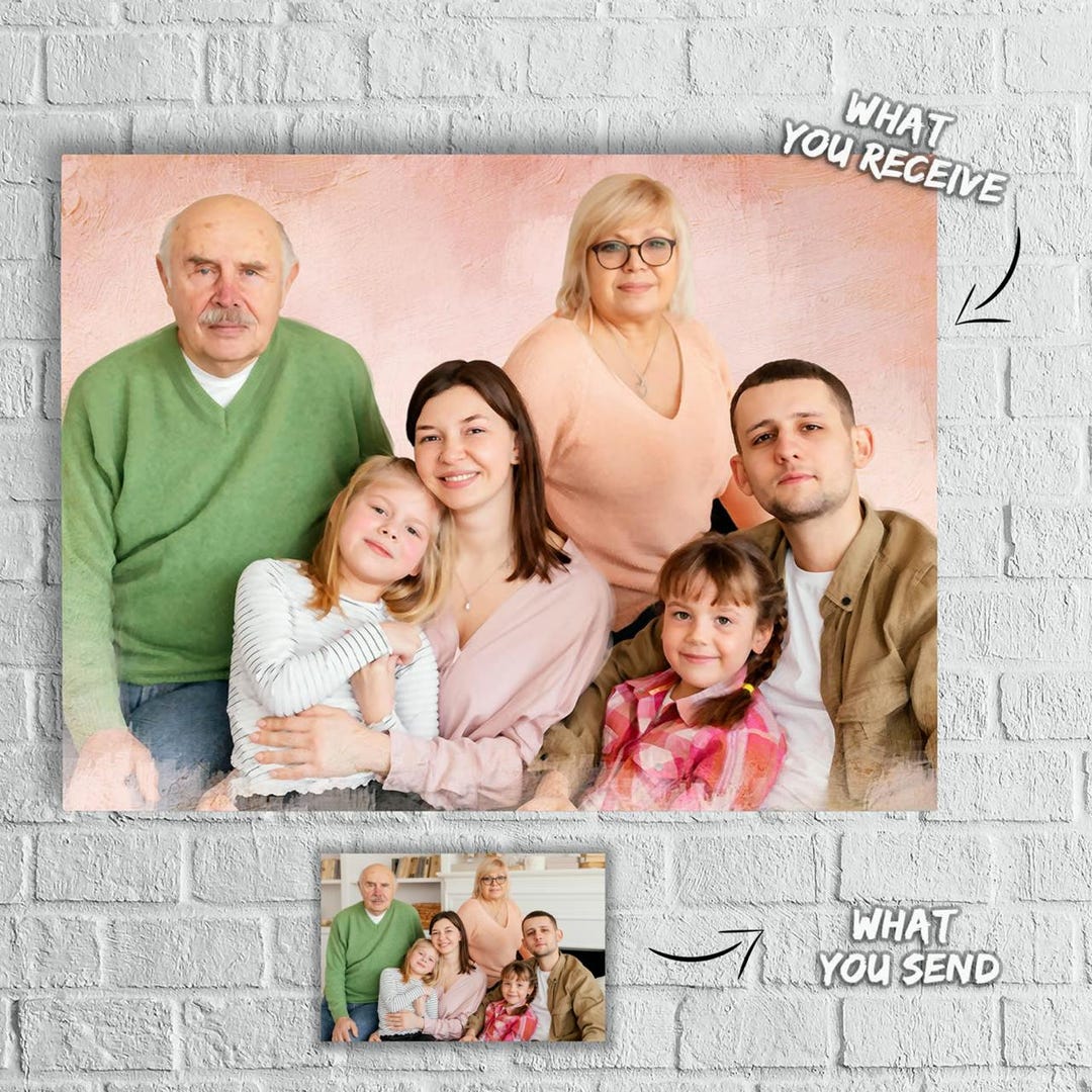 Family Portrait From Photo, Personalized Family Artwork, Handmade ...