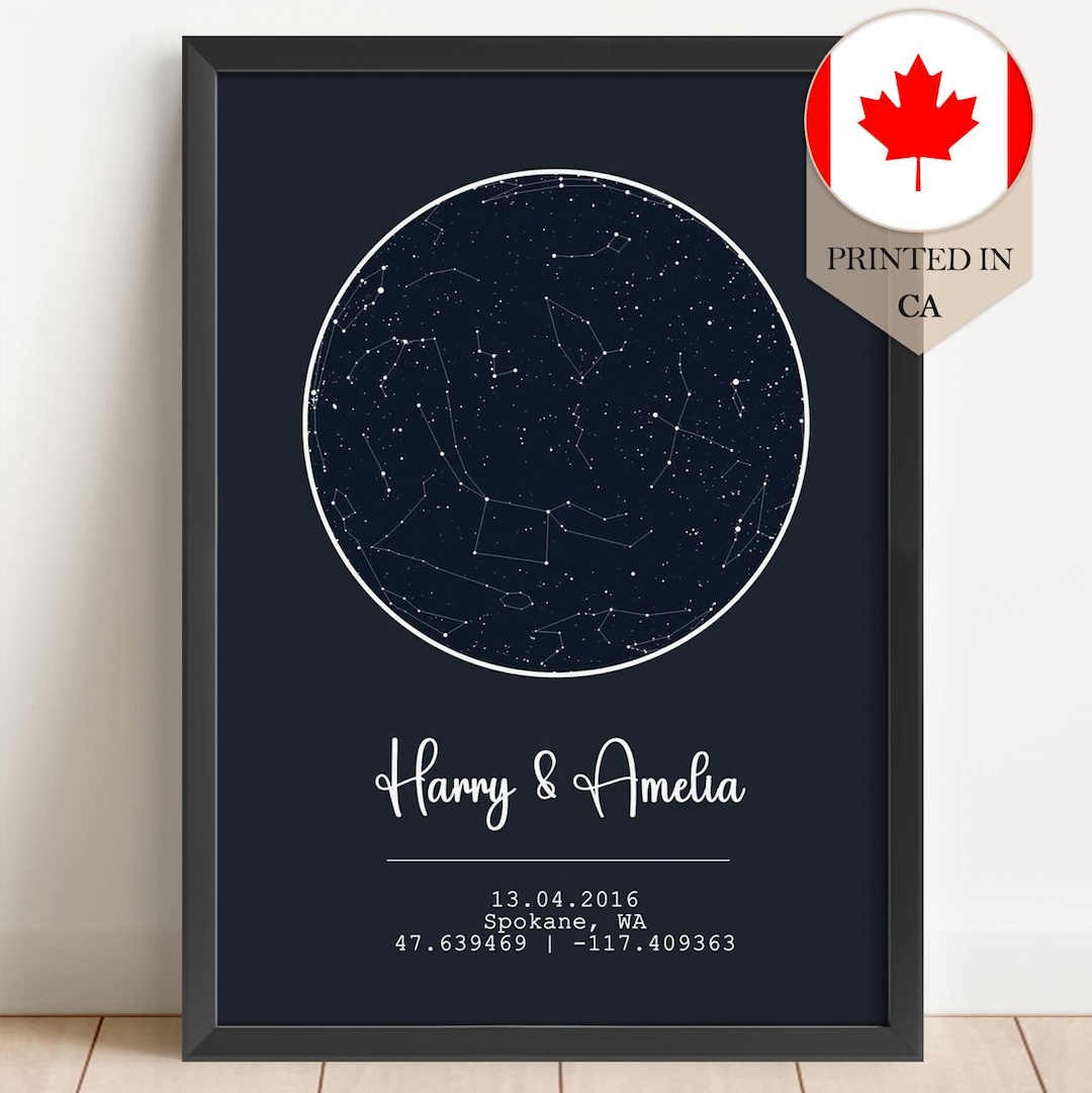 Custom Star Map, Night Sky Print - Personalized Constellation Gift on ...