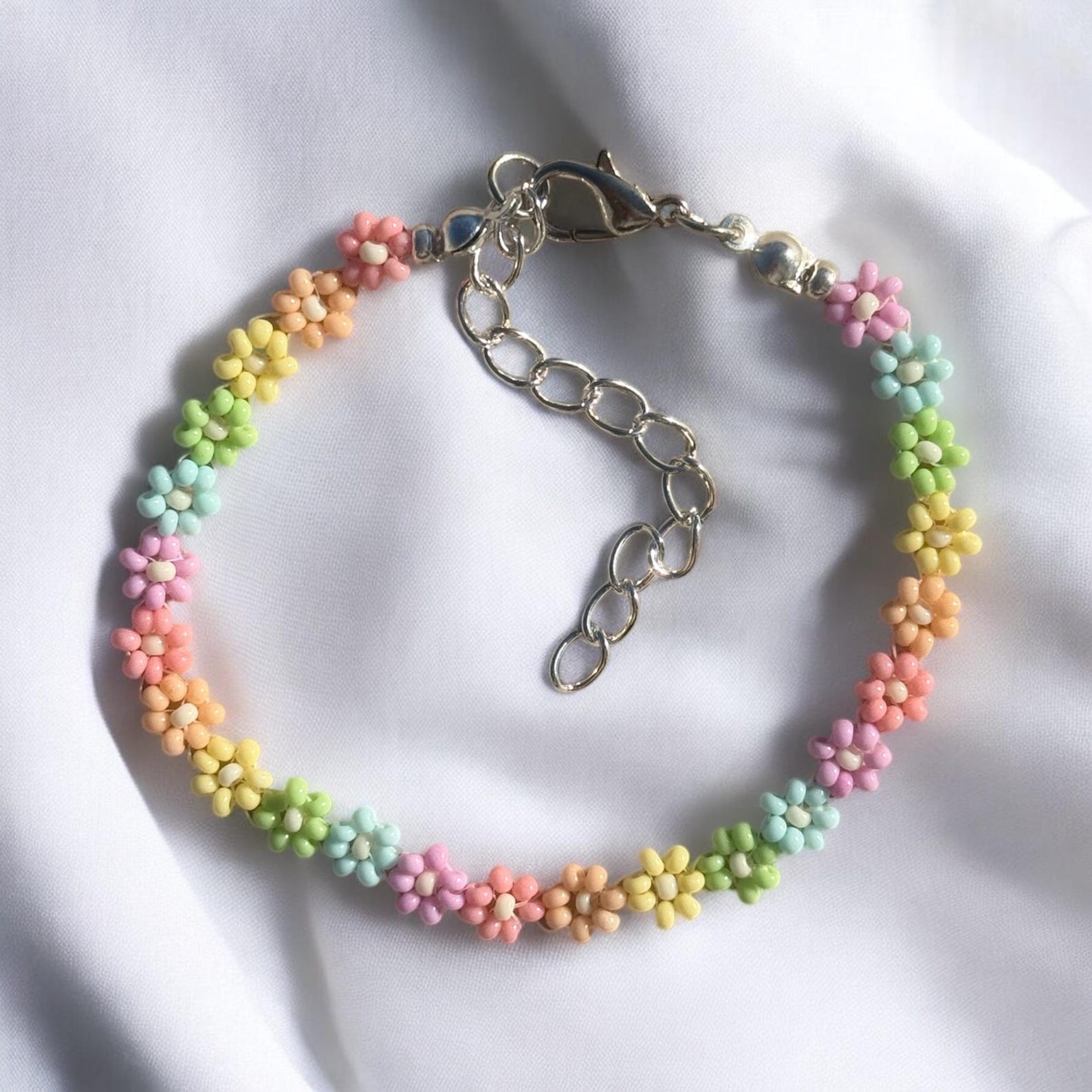 Handmade Pastel Floral Bracelet: Colorful Seed Bead Jewelry - Etsy