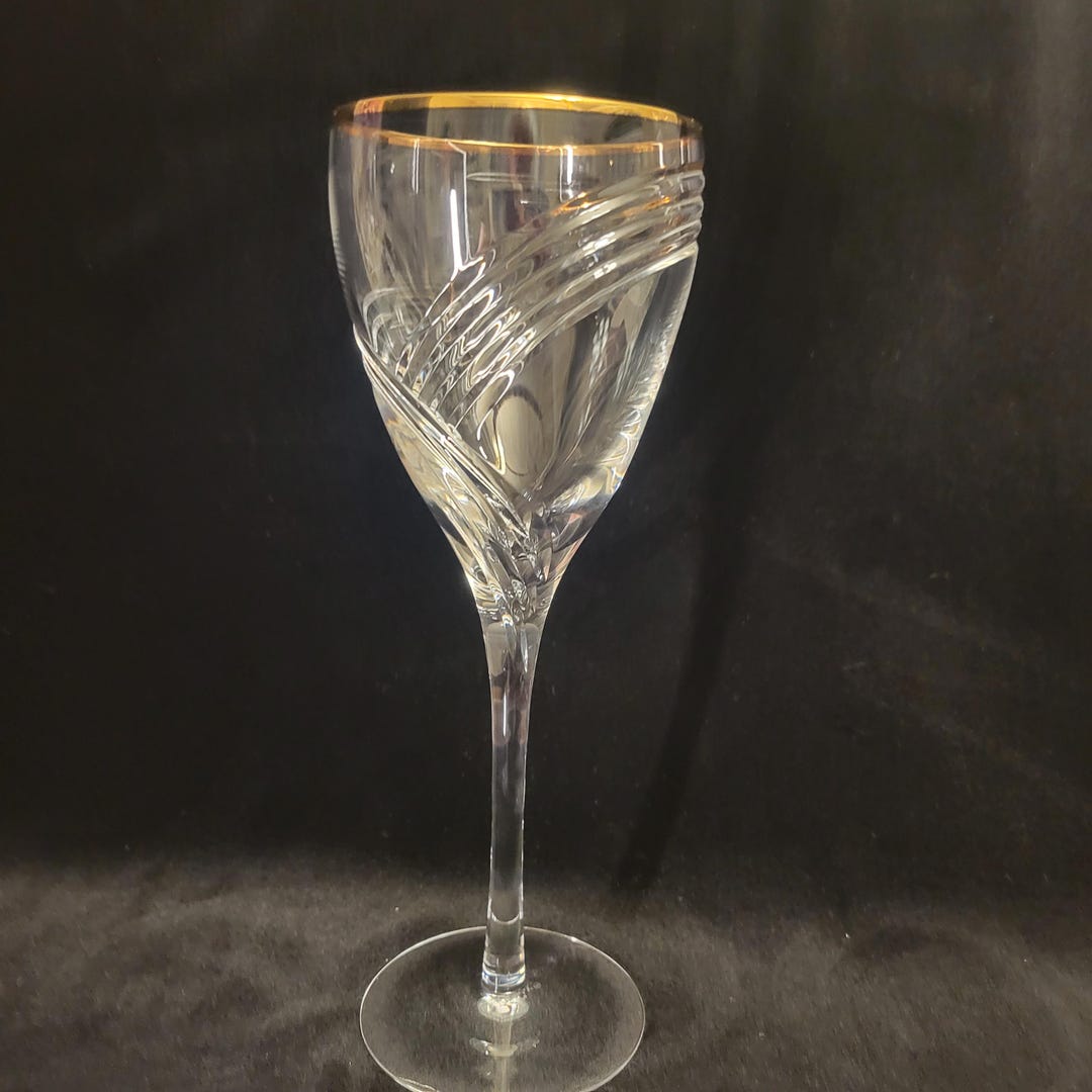 Vintage Lenox Crystal Wine Glass: Kelly Gold Rim Swirl Design - Etsy