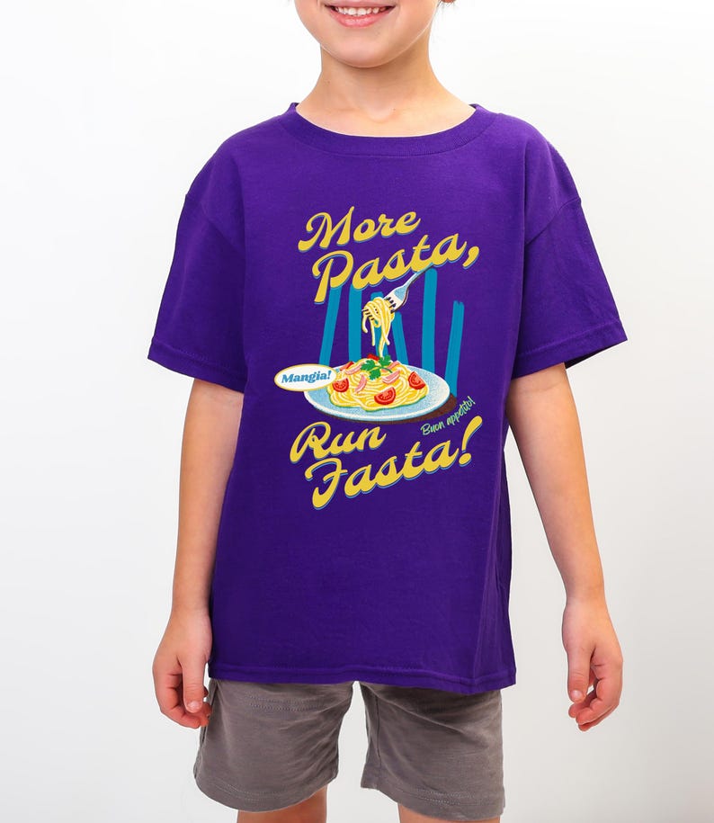 More Pasta Run Fasta Graphic Kids Tee, Italy Vacation Comfy Shirt - Etsy