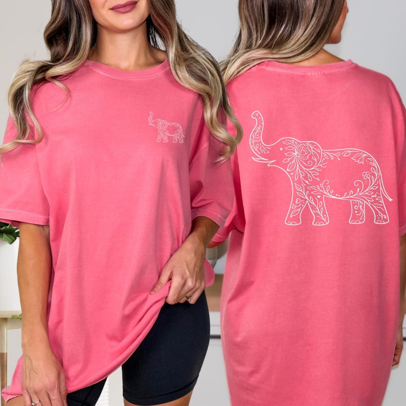 Comfort Colors Elephant Floral Graphic Tee, Boho Wildlife Animal Shirt ...