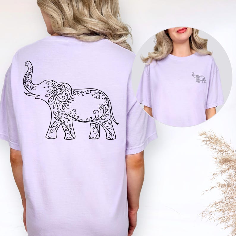 Comfort Colors Elephant Floral Graphic Tee, Boho Wildlife Animal Shirt ...