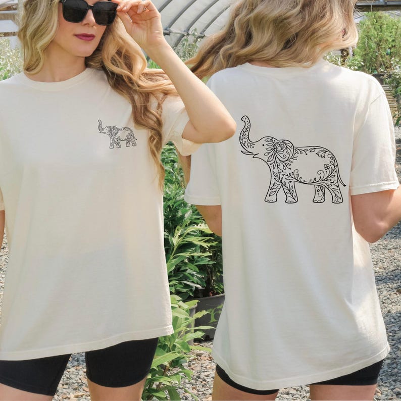Comfort Colors Elephant Floral Graphic Tee, Boho Wildlife Animal Shirt ...