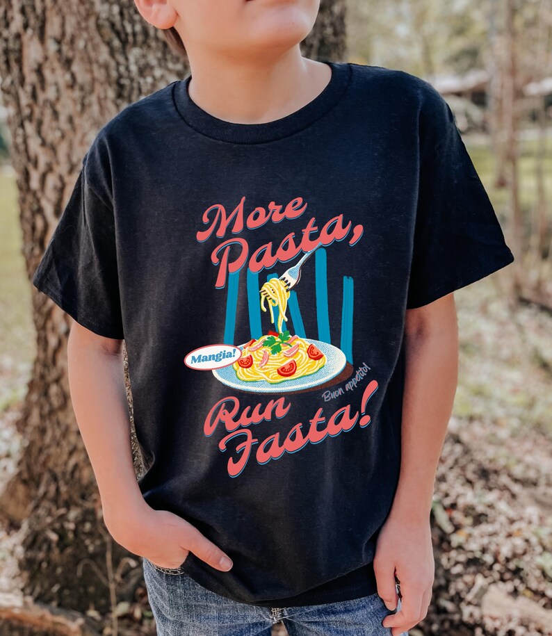 More Pasta Run Fasta Graphic Kids Tee, Italy Vacation Comfy Shirt - Etsy