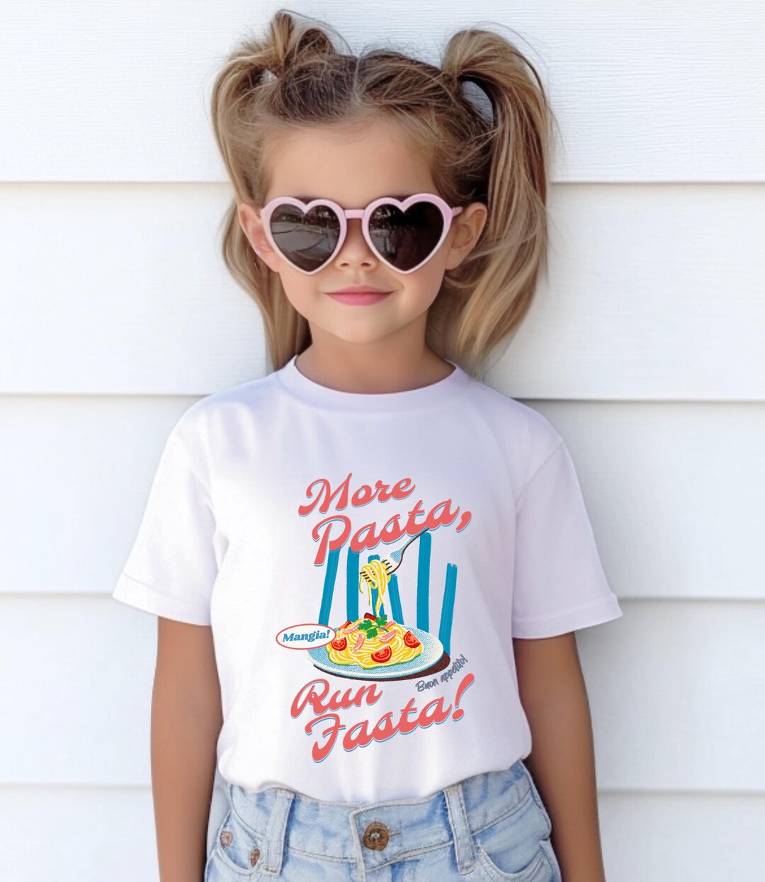 More Pasta Run Fasta Graphic Kids Tee, Italy Vacation Comfy Shirt - Etsy