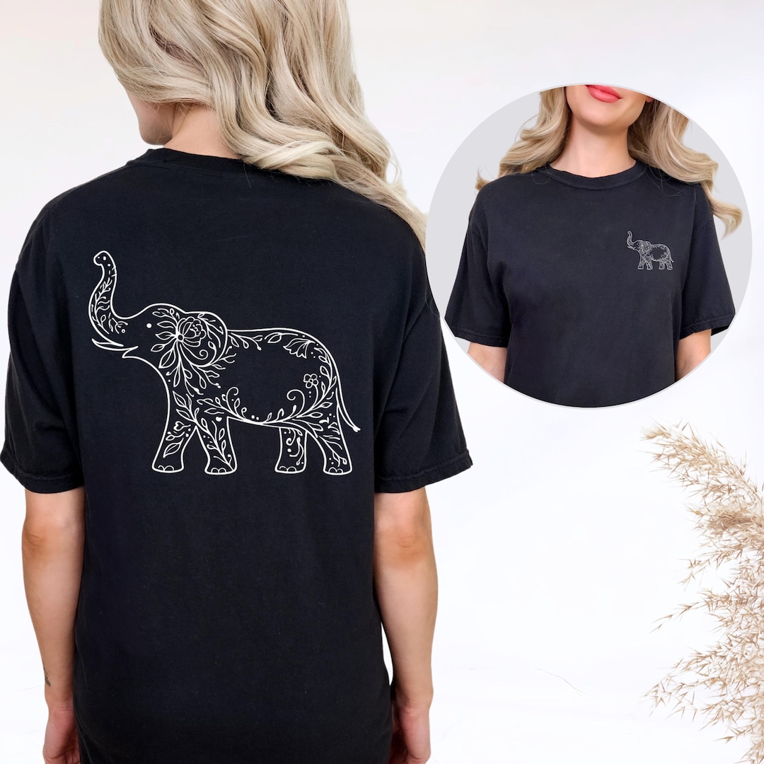 Comfort Colors Elephant Floral Graphic Tee, Boho Wildlife Animal Shirt ...