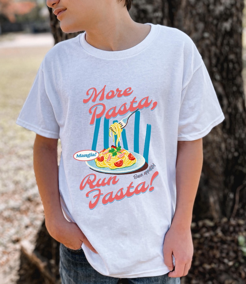 More Pasta Run Fasta Graphic Kids Tee, Italy Vacation Comfy Shirt - Etsy