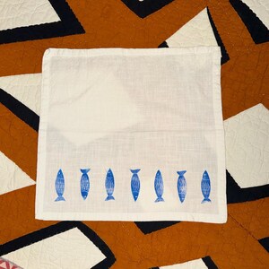 Hand-carved Fish Stamp Printed Napkins - Set of 4 - Etsy