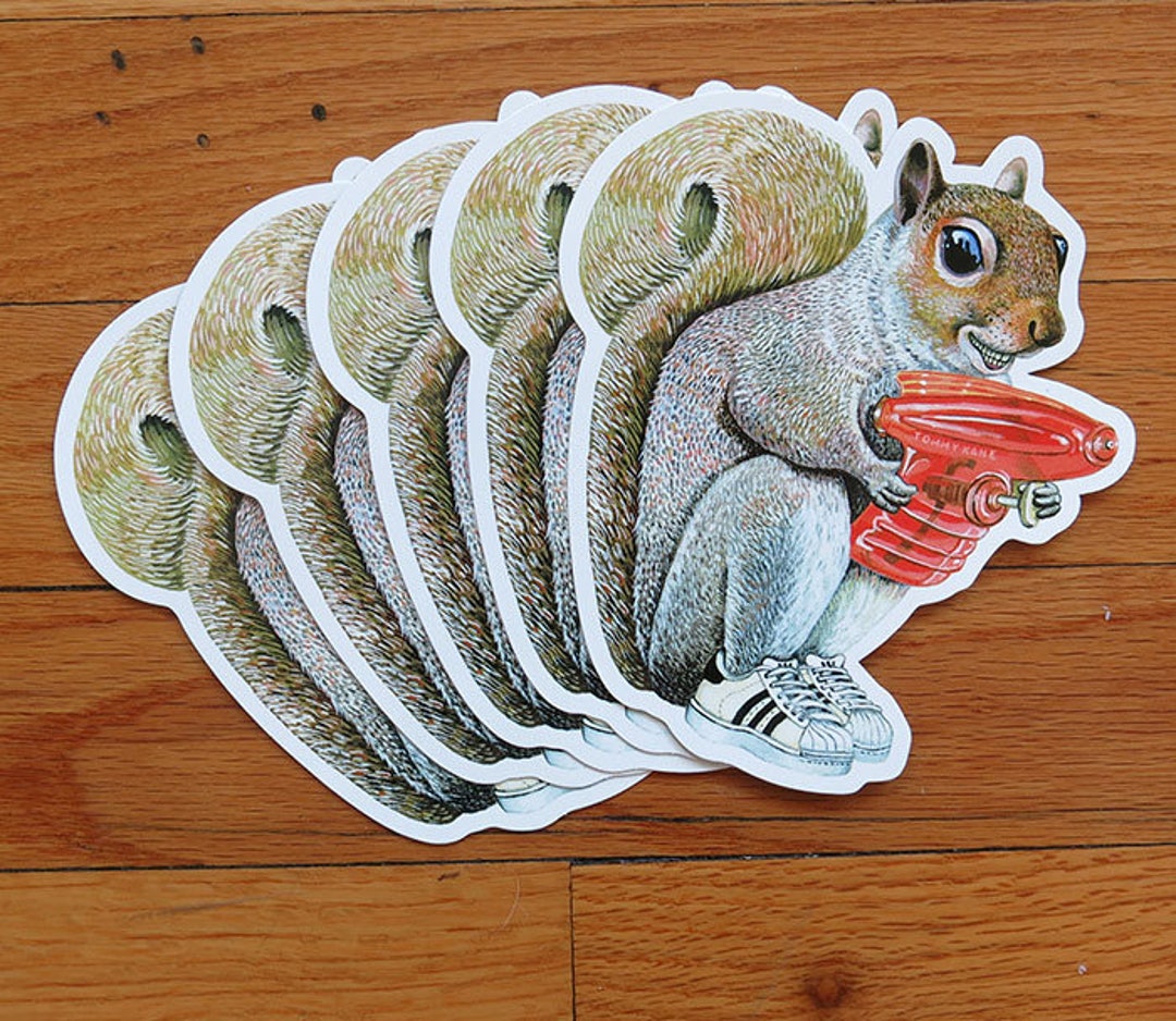 Squirrel With Water Gun Stickers - Etsy