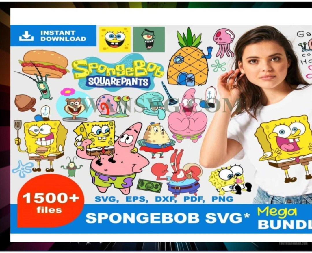 1500 Spongebob Mega Bundle, Trending Svg, Spongebob Characters Svg - Etsy