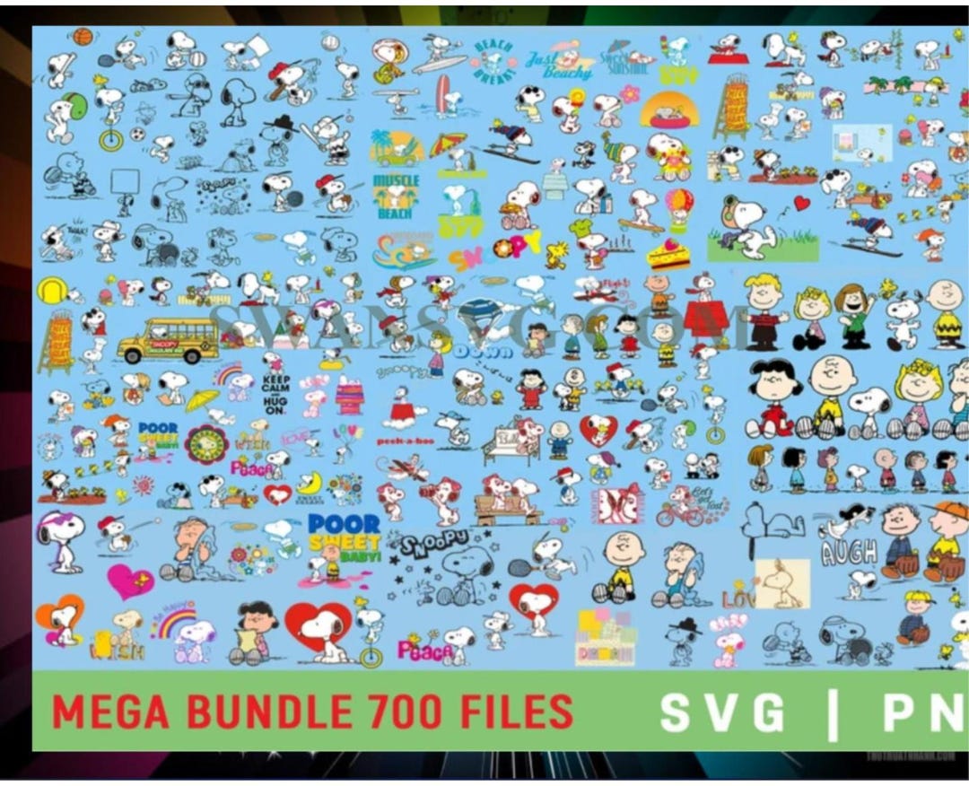 700 Snoopy Mega Bundle SVG, Snoopy PNG, Peanuts SVG, Charlie Brown svg ...