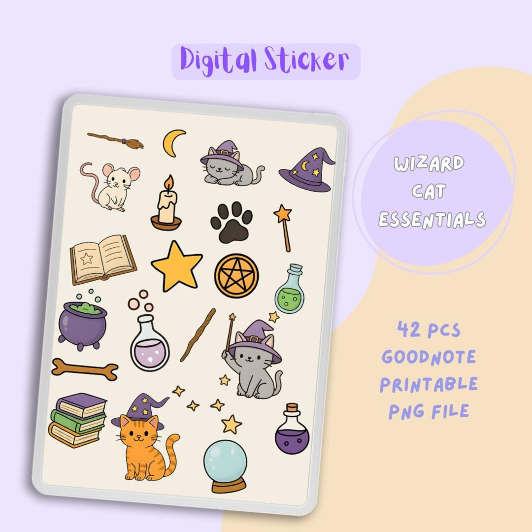 42 PNG, Wizard Cat Essentials Sticker Set – Witch Hat, Witch Cat ...