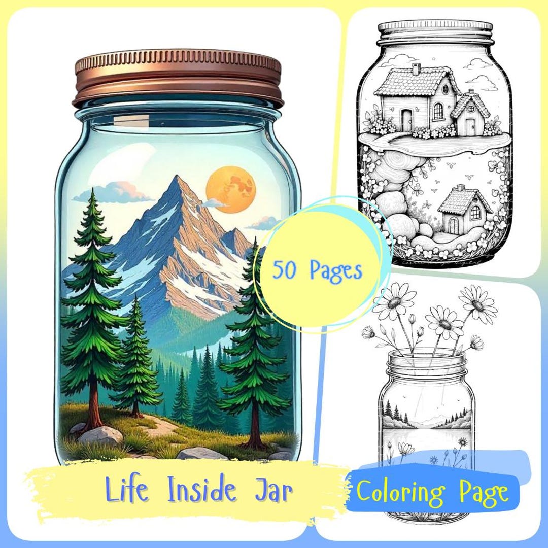 50 Life Inside Jar Coloring Page : Cute Spring Jar, Cute Kawaii House ...