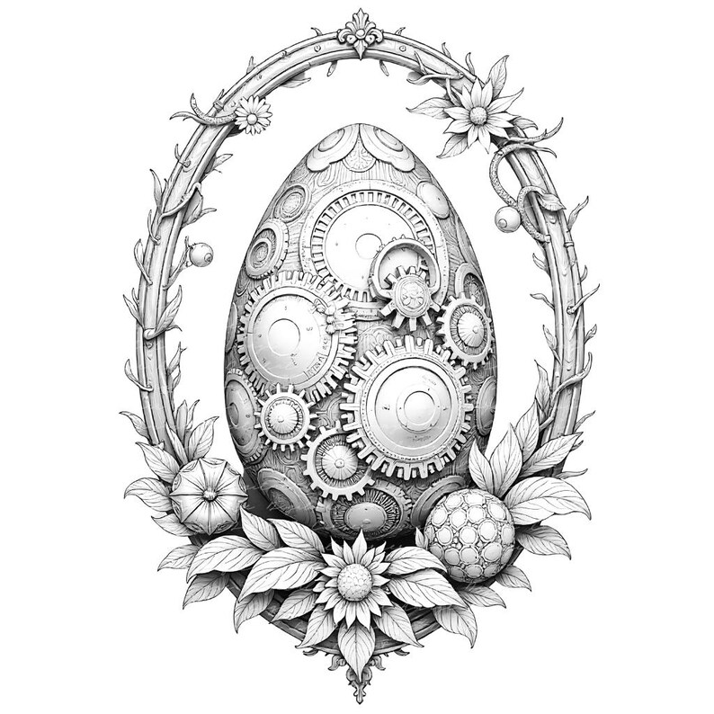 Steampunk Easter Egg Coloring Pages : Printable Coloring Page, Coloring Pages for Kids and ...