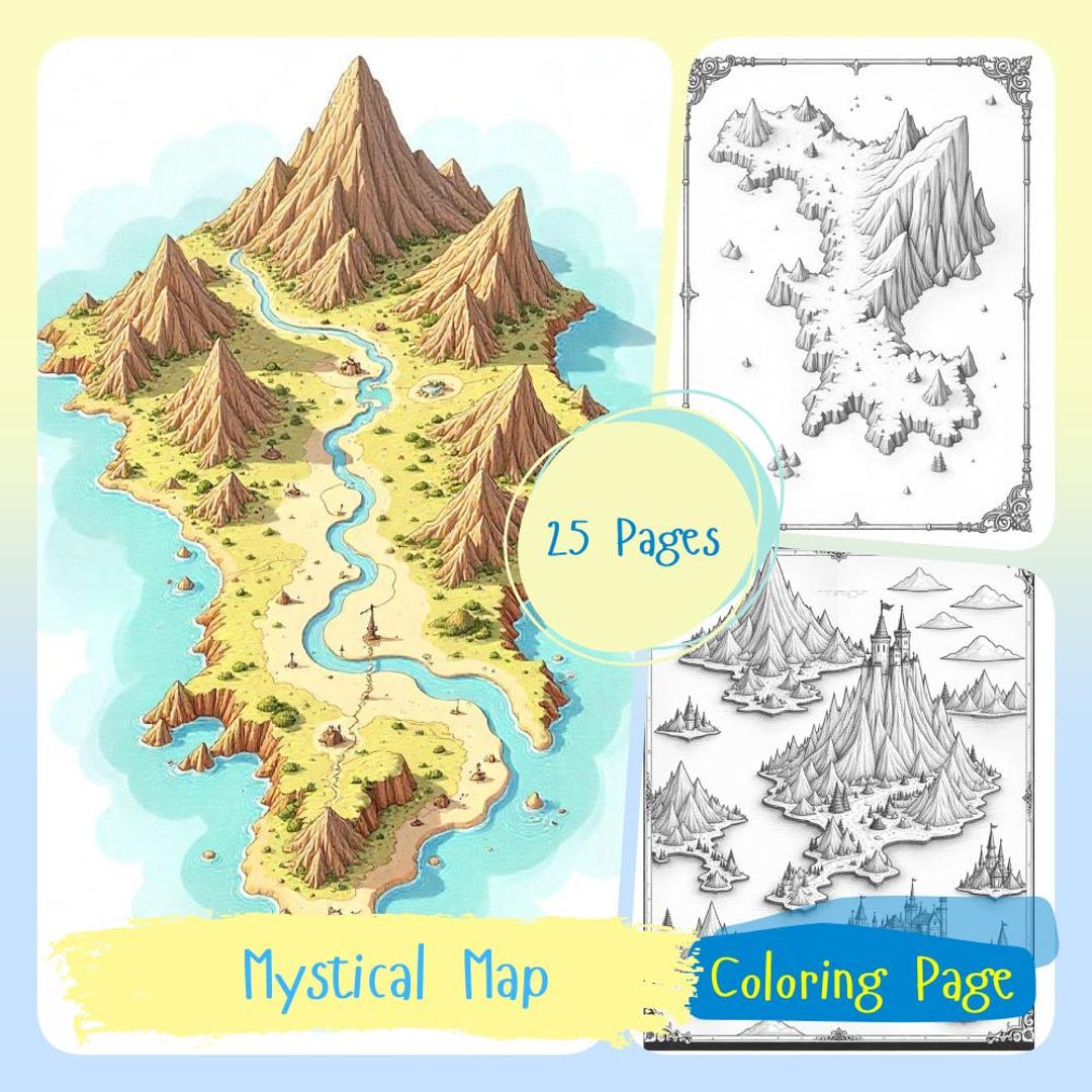 Fantasy Map Coloring Pages: Mystical Adventure Maps (PDF & JPG Download ...