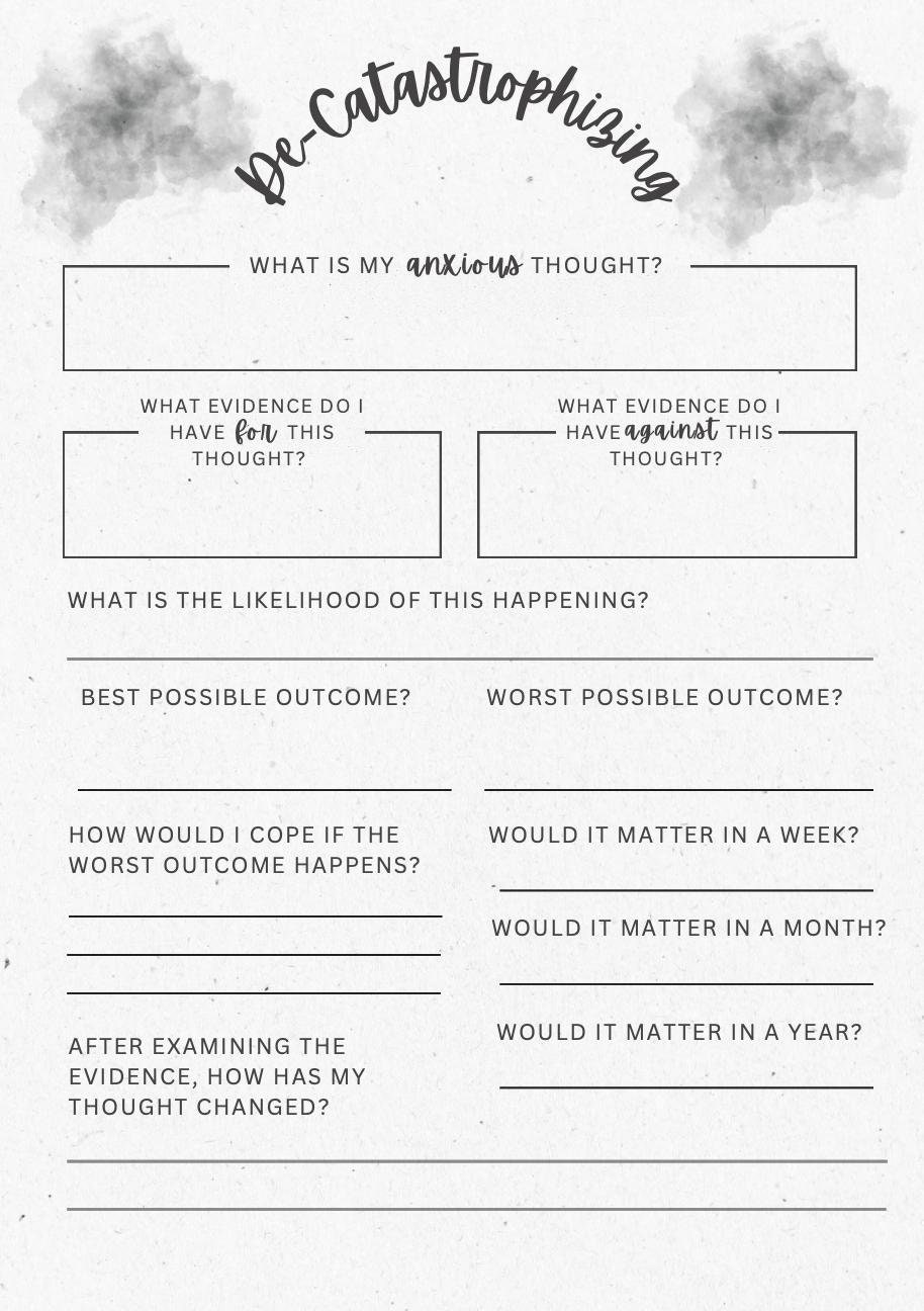 De-catastrophizing Worksheet - Etsy