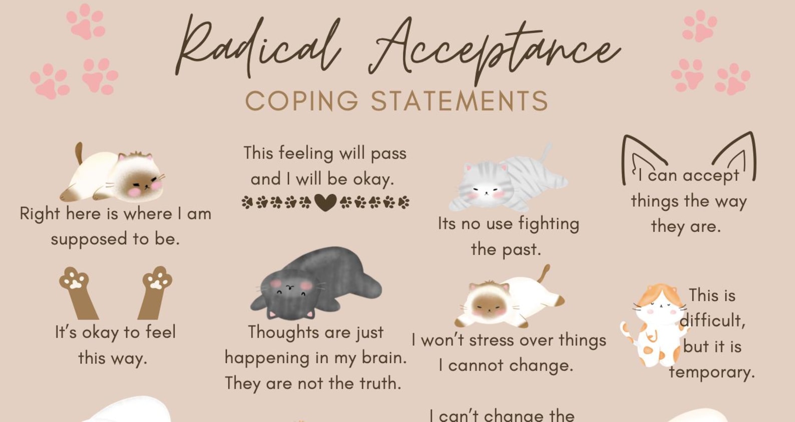 Radical Acceptance Coping Statements (cats!) - Etsy