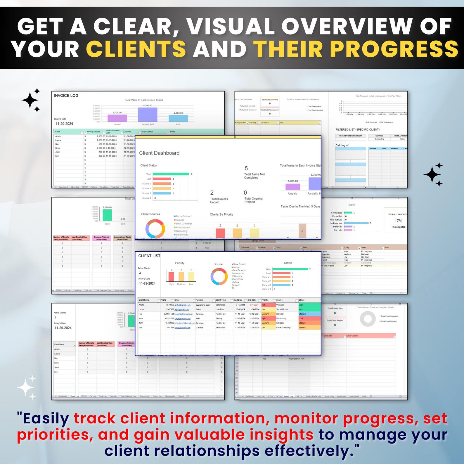 Small Business CRM Dashboard Template | Excel Client Tracker & Lead Manager | Business Planner ...
