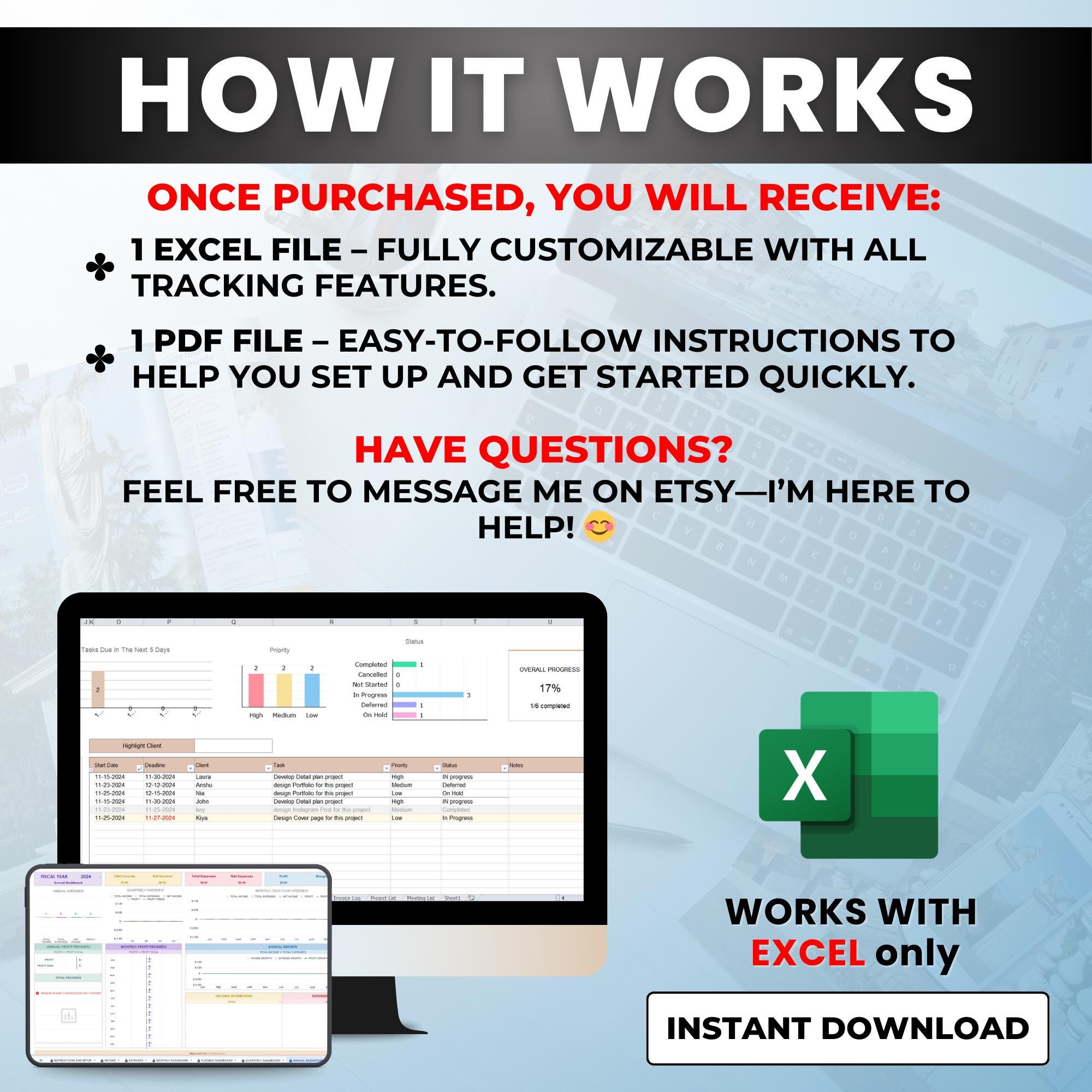 Small Business CRM Dashboard Template | Excel Client Tracker & Lead ...