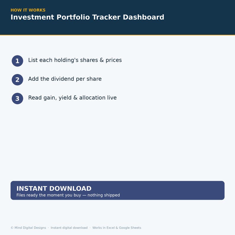 Investment Portfolio Tracker Spreadsheet | Stock & ETF Dashboard ...