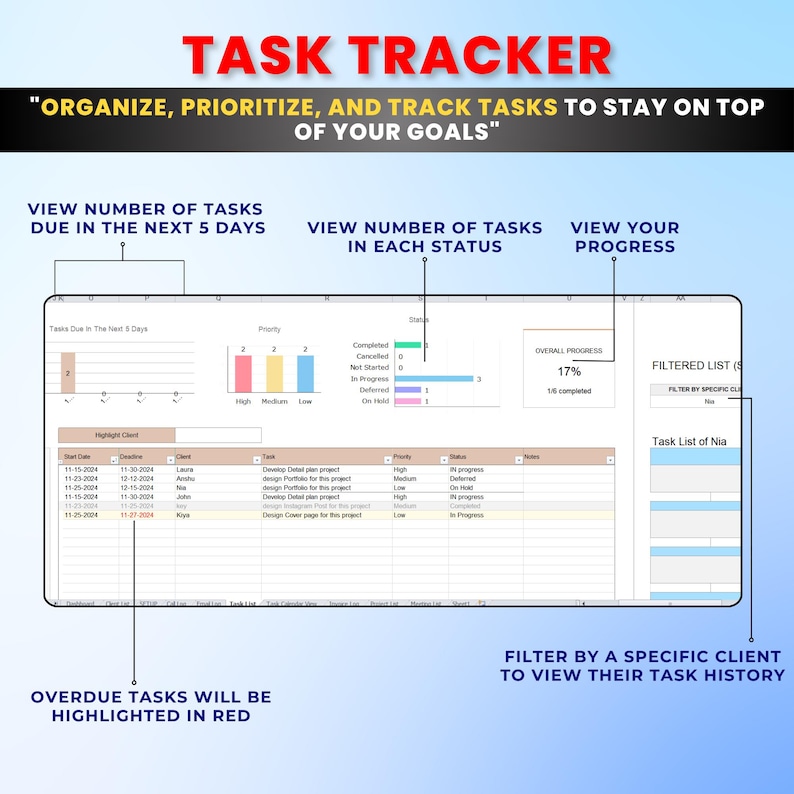 Small Business CRM Dashboard Template | Excel Client Tracker & Lead ...