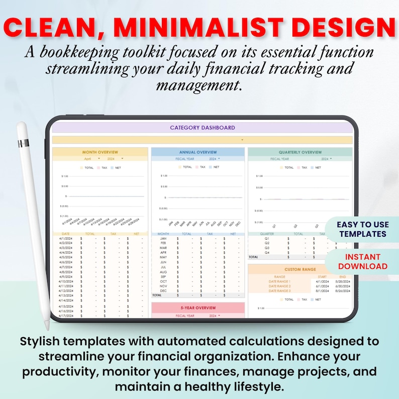Easy Bookkeeping Spreadsheet for Small Business Profit and Loss, Sales ...