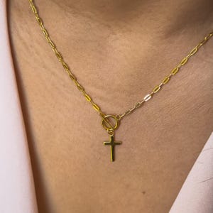 Minimalist Gold Cross Necklace for Women, Sterling Silver Necklace for ...