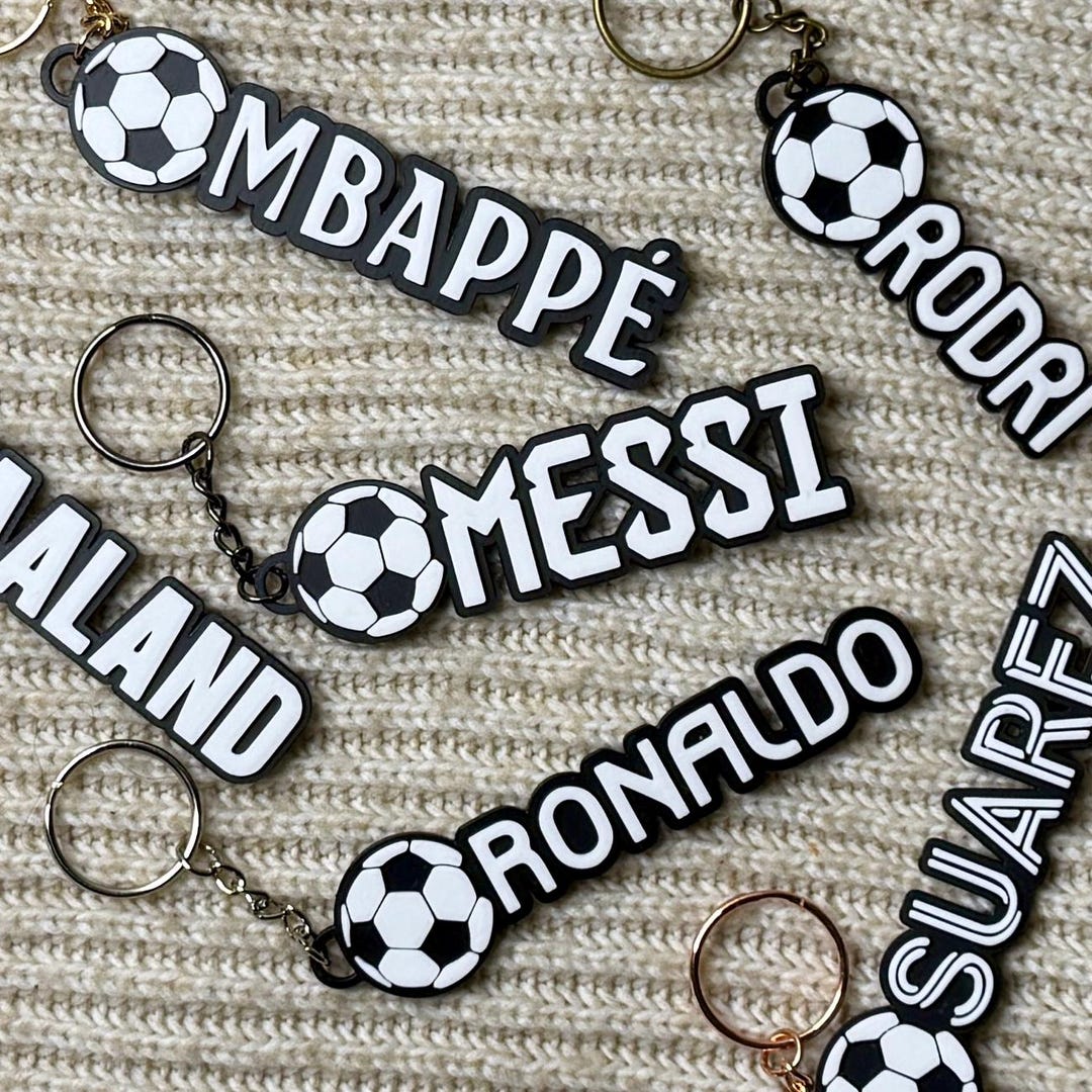 Personalized Soccer Keychain With Custom Fonts | Backpack Tags, 3D ...