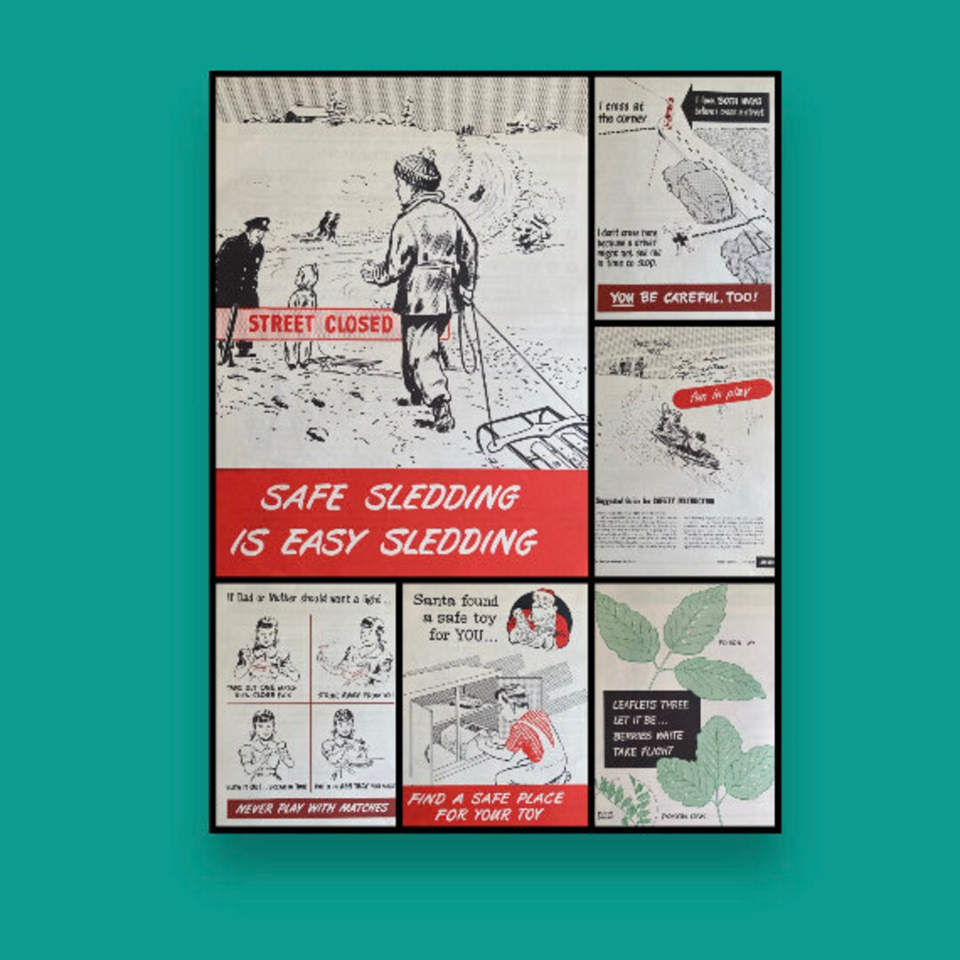 RED CROSS Safety Poster Lot, 1960: for Kids5 Pieces With Great Graphics ...