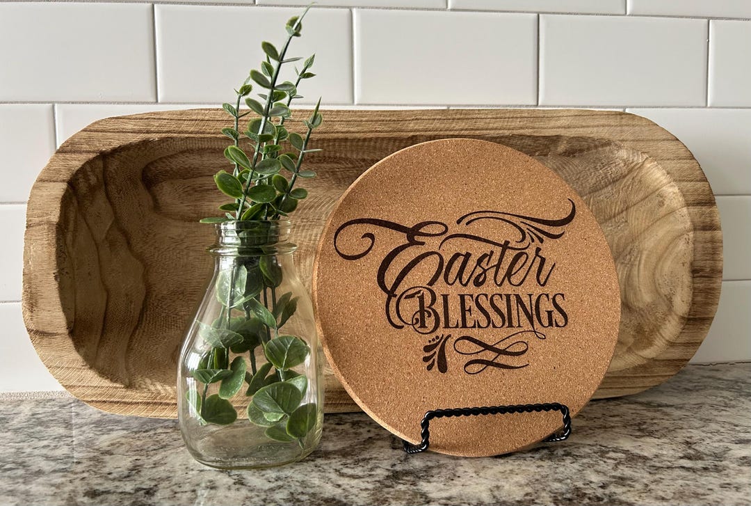 Easter Blessings Cork Trivet, Laser Engraved Cork Trivet, Laser ...
