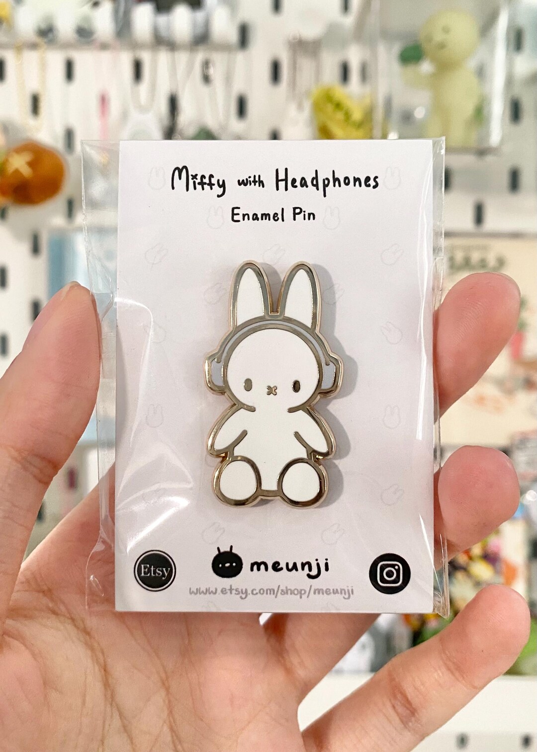 Miffy With Headphones Enamel Pin (silver Ver.) - Etsy