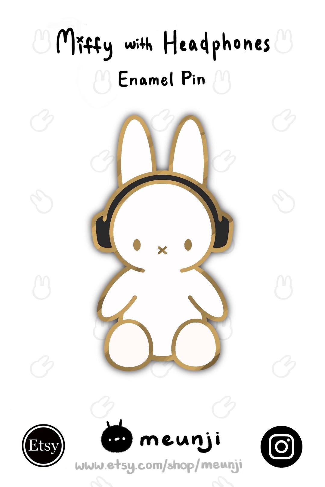 Miffy With Headphones Enamel Pin black Ver. WAITING FOR INVENTORY - Etsy