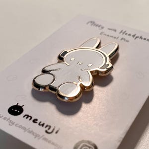 Miffy With Headphones Enamel Pin (black Ver.) - Etsy