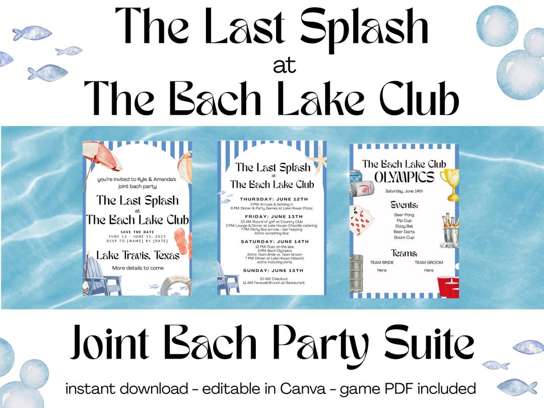 Joint Bachelor and Bachelorette Party Invite, the Last Splash, the Bach ...