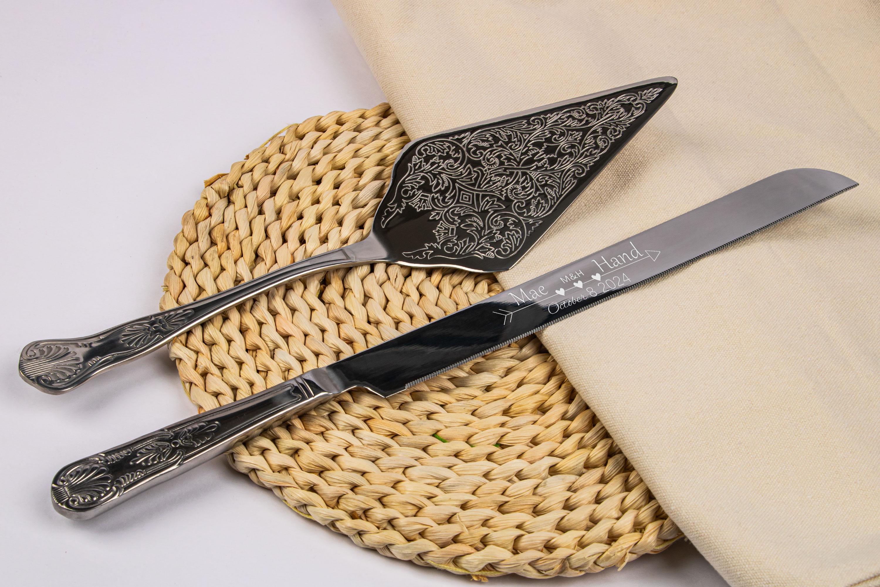 Personalized Wedding Cake Knife Set: Elegant Stainless Steel Bridal ...