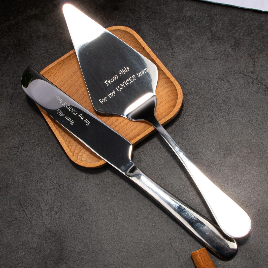 Wedding Cake Cutting Set Gift, Engraved Cake Cutter & Server Knife With ...