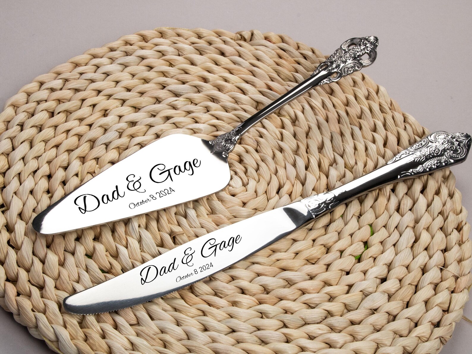 Personalized Wedding Cake Knife Set: Engraved Stainless Steel Server - Etsy