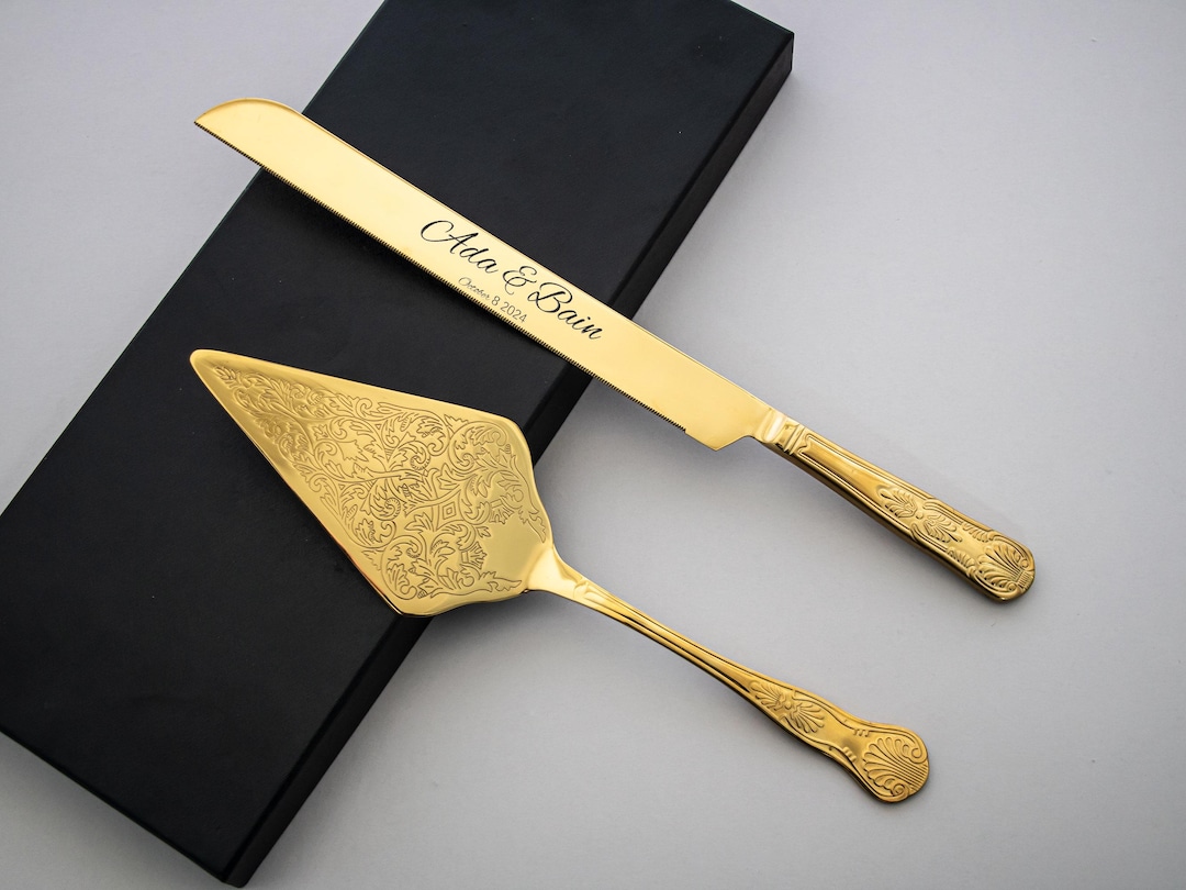 Custom Engraved Cake Knife and Server Set , Engraved Cake Cutter ...
