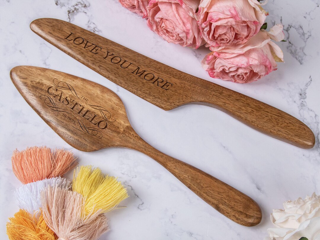 Personalized Cake Knife and Server Set Custom Engraved Knife and Modern ...
