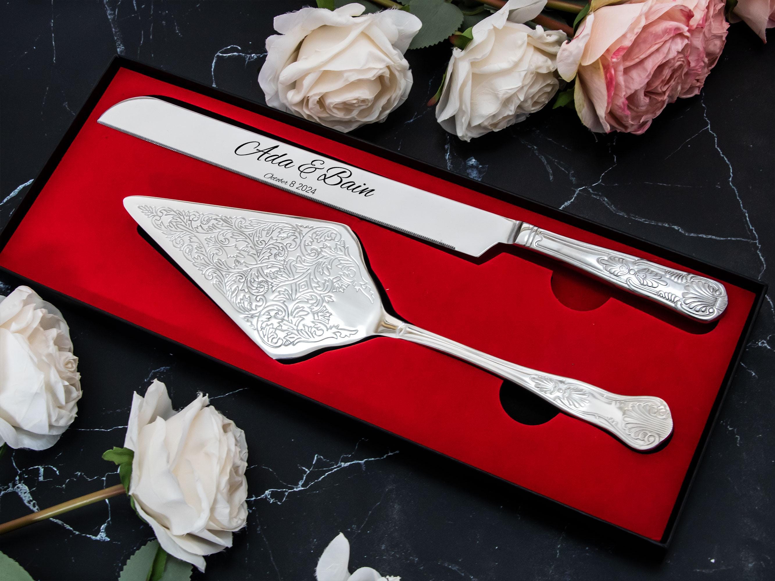 Personalized Wedding Cake Knife and Server Set: Engraved Stainless ...