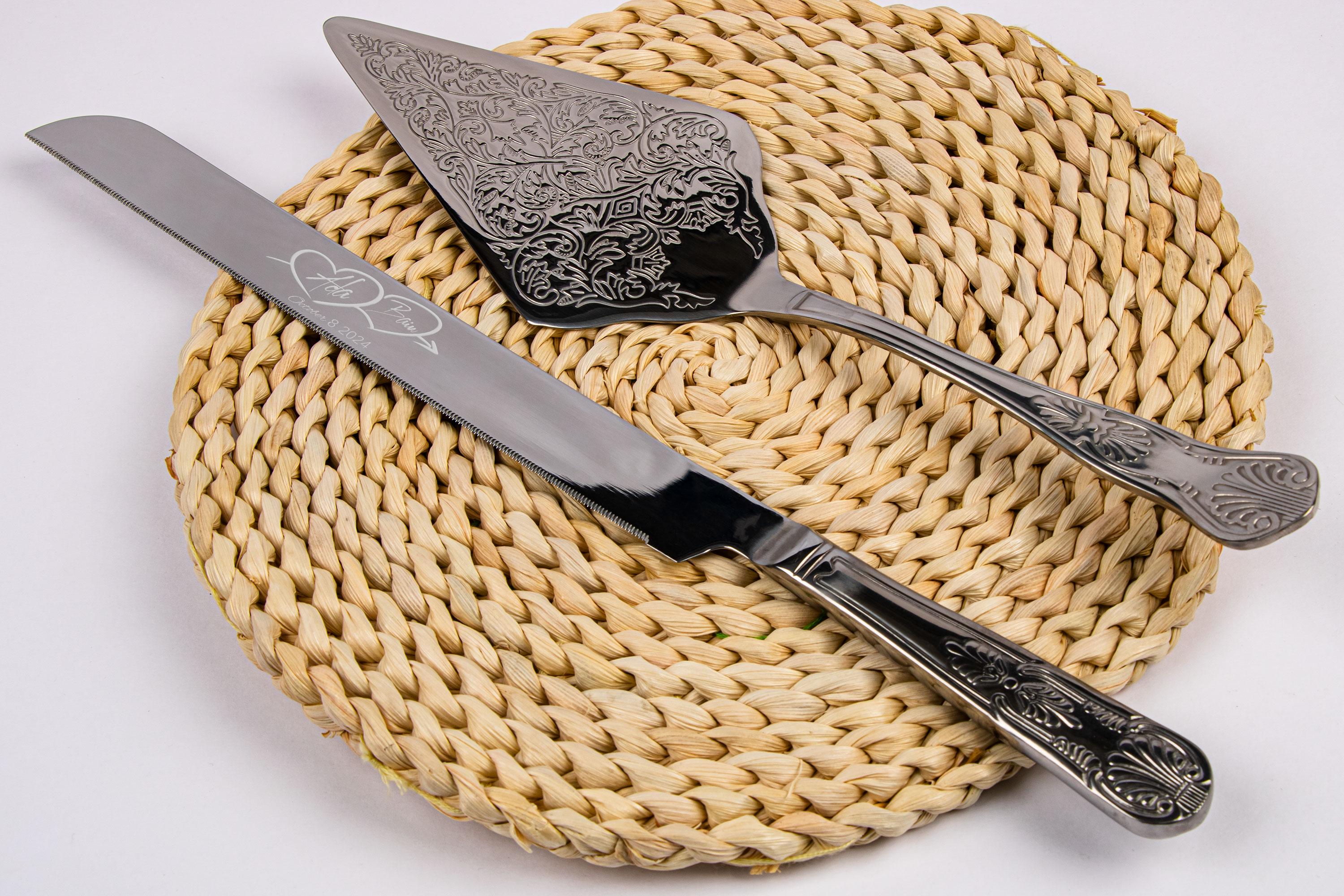 Personalized Wedding Cake Knife Set, Elegant Bridal Pastry Knife ...