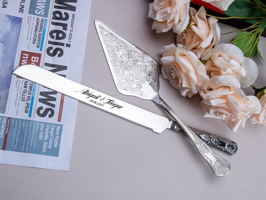 Personalized Wedding Cake Server Set: Stainless Steel Keepsake Gift - Etsy