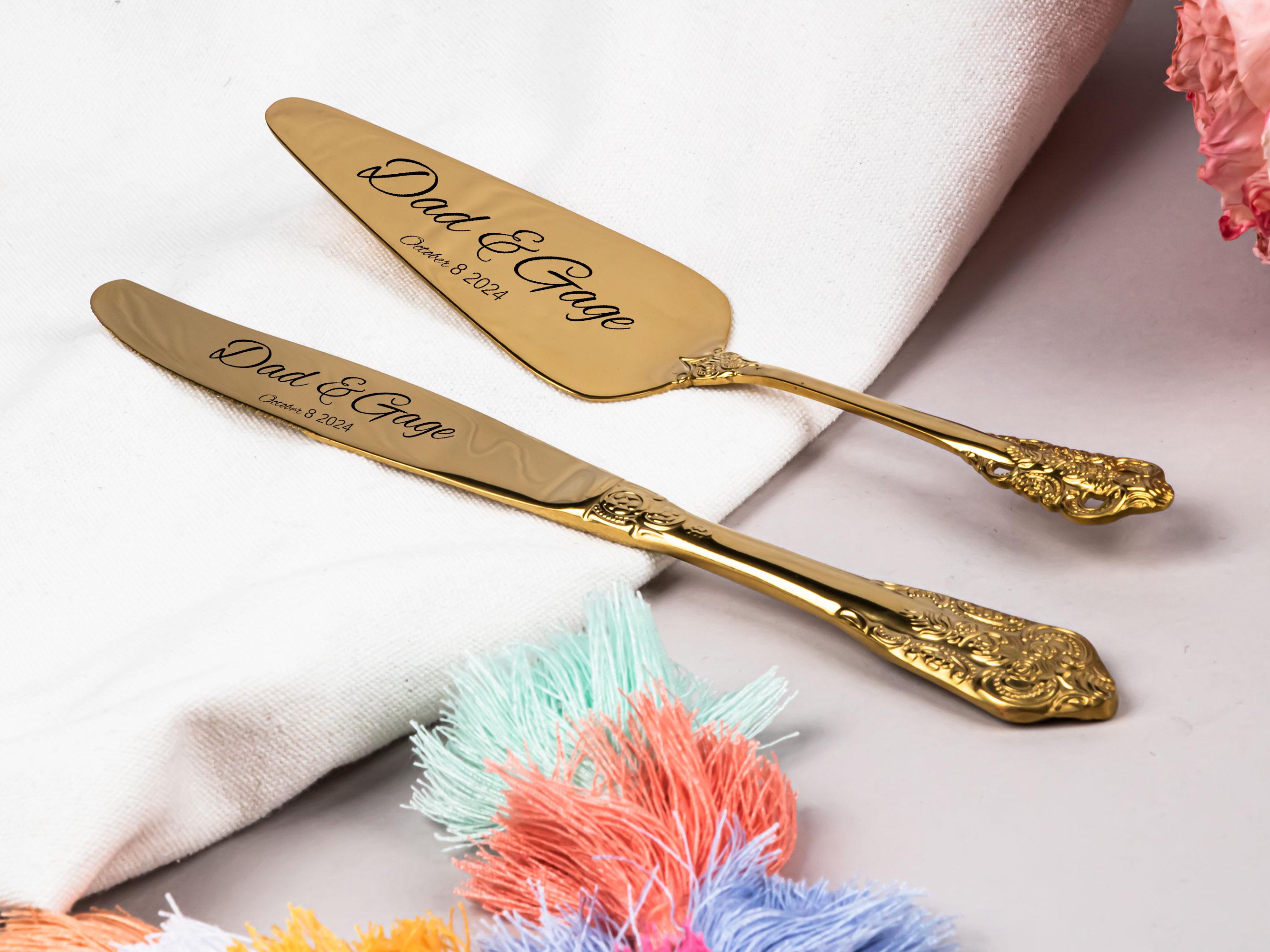 Personalized Wedding Cake Knife Set: Engraved Stainless Steel Server - Etsy