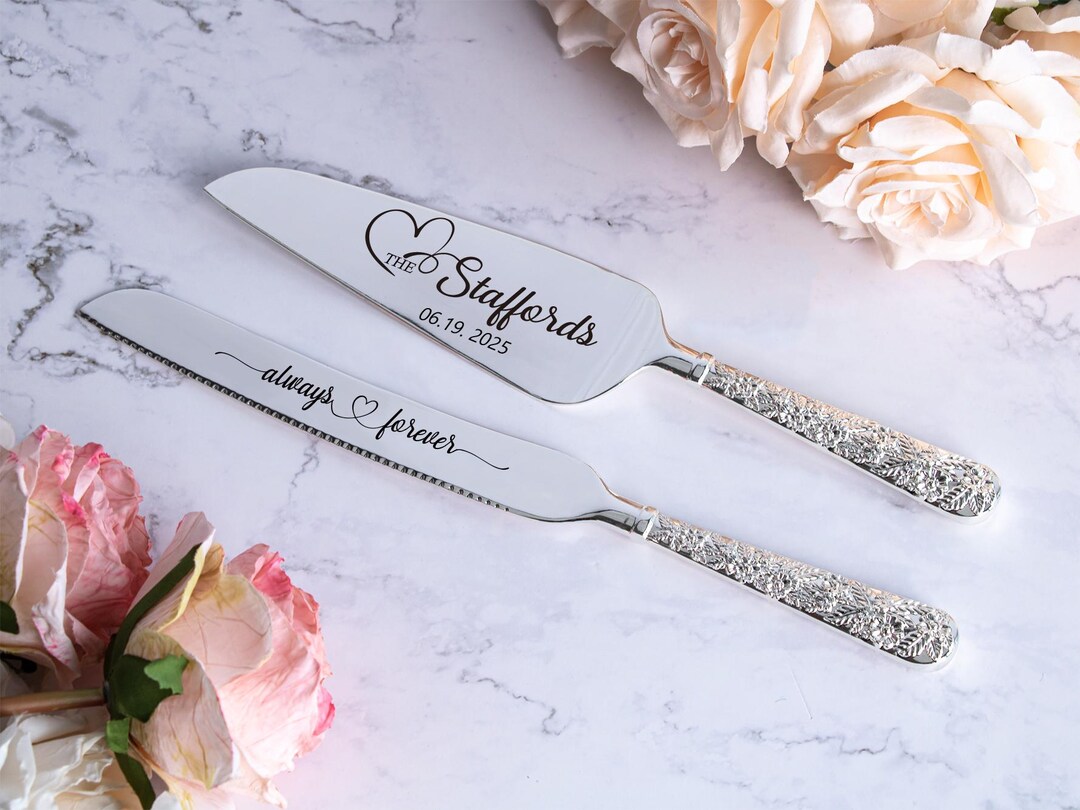 Personalized Wedding Cake Knife Set: Engraved Stainless Steel Server - Etsy