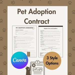 Editable Pet Adoption Contract Template: Customizable Agreement (canva ...
