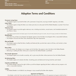 Editable Pet Adoption Contract Template: Customizable Agreement (canva ...